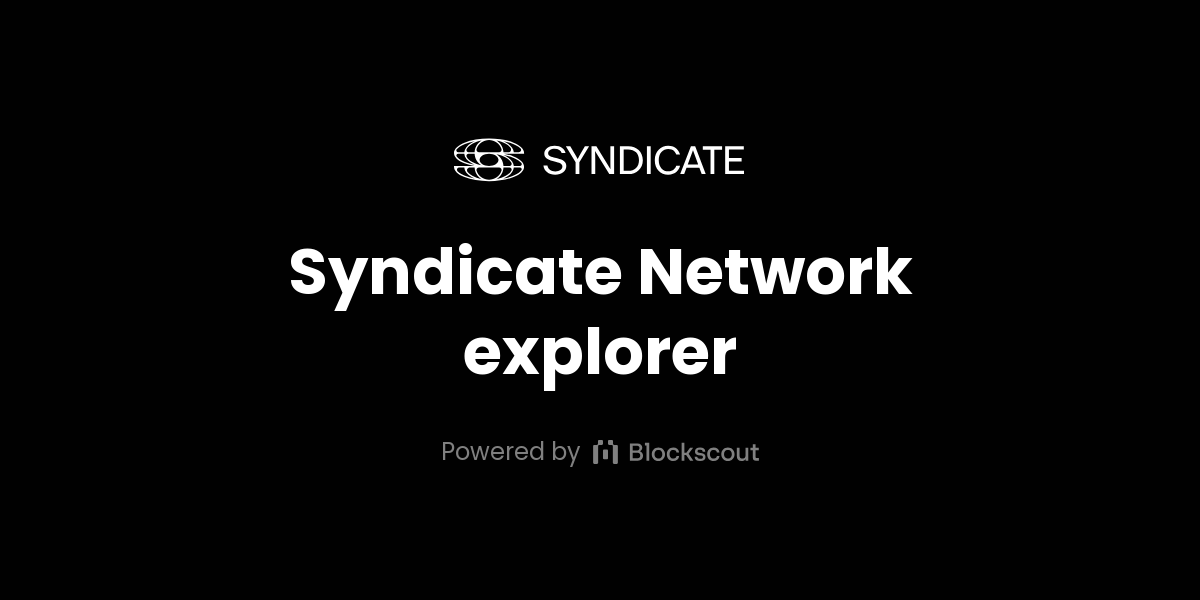 Syndicate Network blockchain explorer - View Syndicate Network stats ...